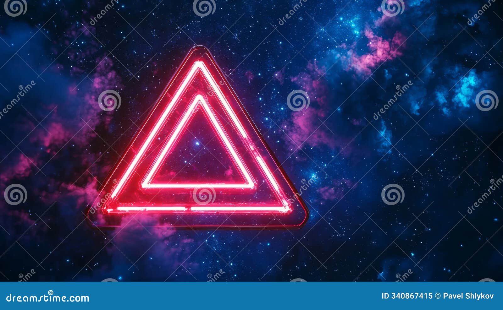 Neon Warning Sign on Milky Way Stars on Sky Stock Image - Image of ...
