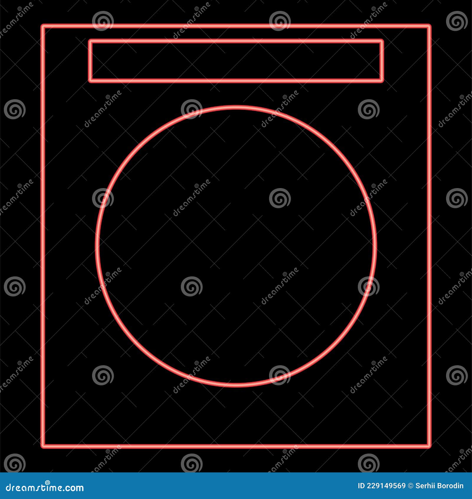 Neon Washing Machine Red Color Vector Illustration Flat Style Image ...