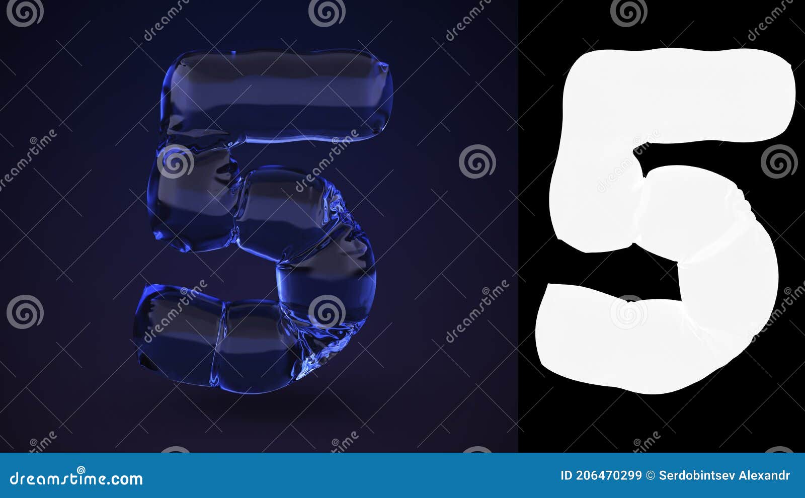 Neon Water Number 5. Numerals Bubble Set Font. Typography Design ...