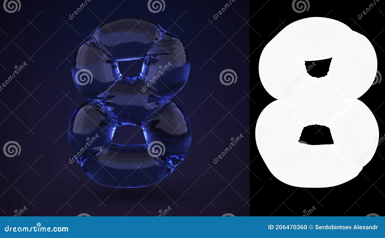 Neon Water Number 8. Numerals Bubble Set Font. Typography Design ...