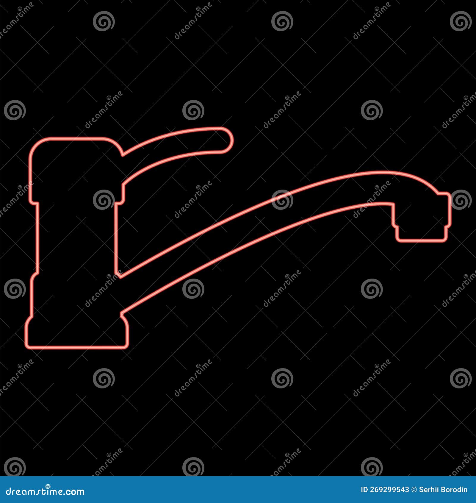 Neon Water Tap Red Color Vector Illustration Image Flat Style Stock ...