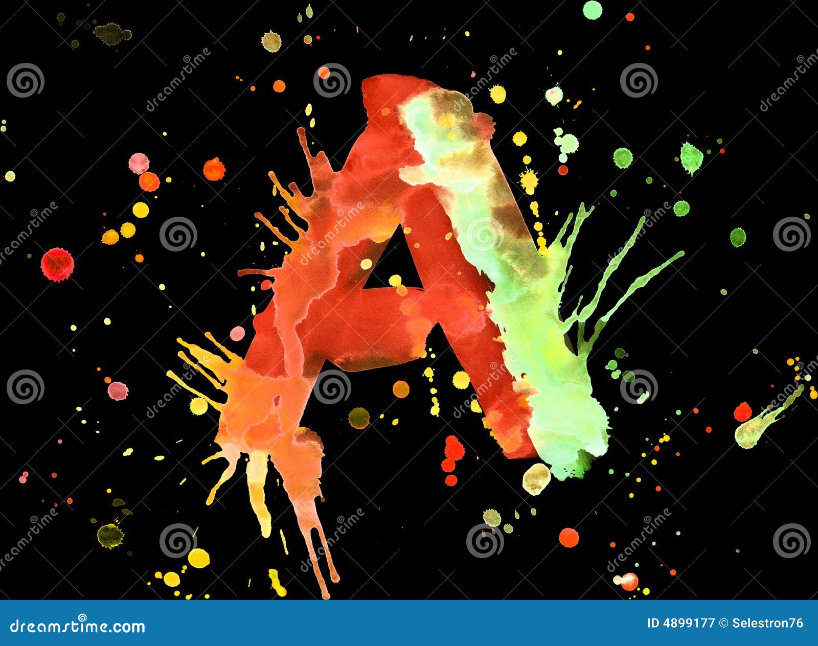 Neon Watercolor Paint - Letter a Stock Illustration - Illustration of ...