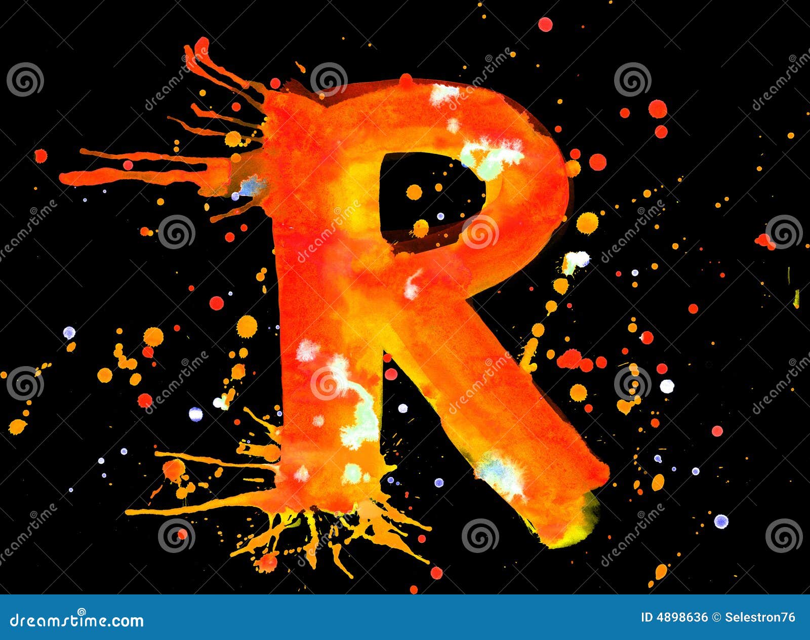 Neon Watercolor Paint - Letter R Stock Illustration - Illustration of ...