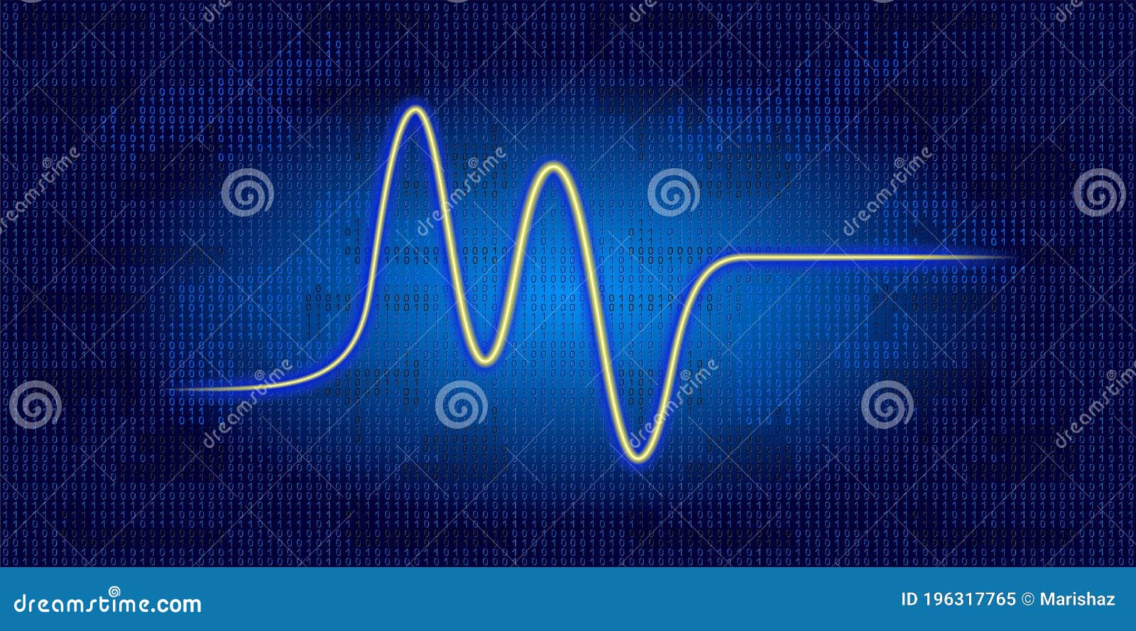Neon Wave Graph Against Binary Code Background Cartoon Vector | CartoonDealer.com #196317765