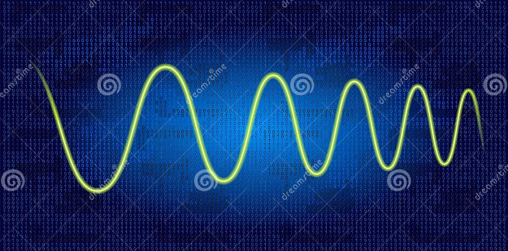 Neon Wave Graph Against Binary Code Background Stock Vector - Illustration of number, energy ...