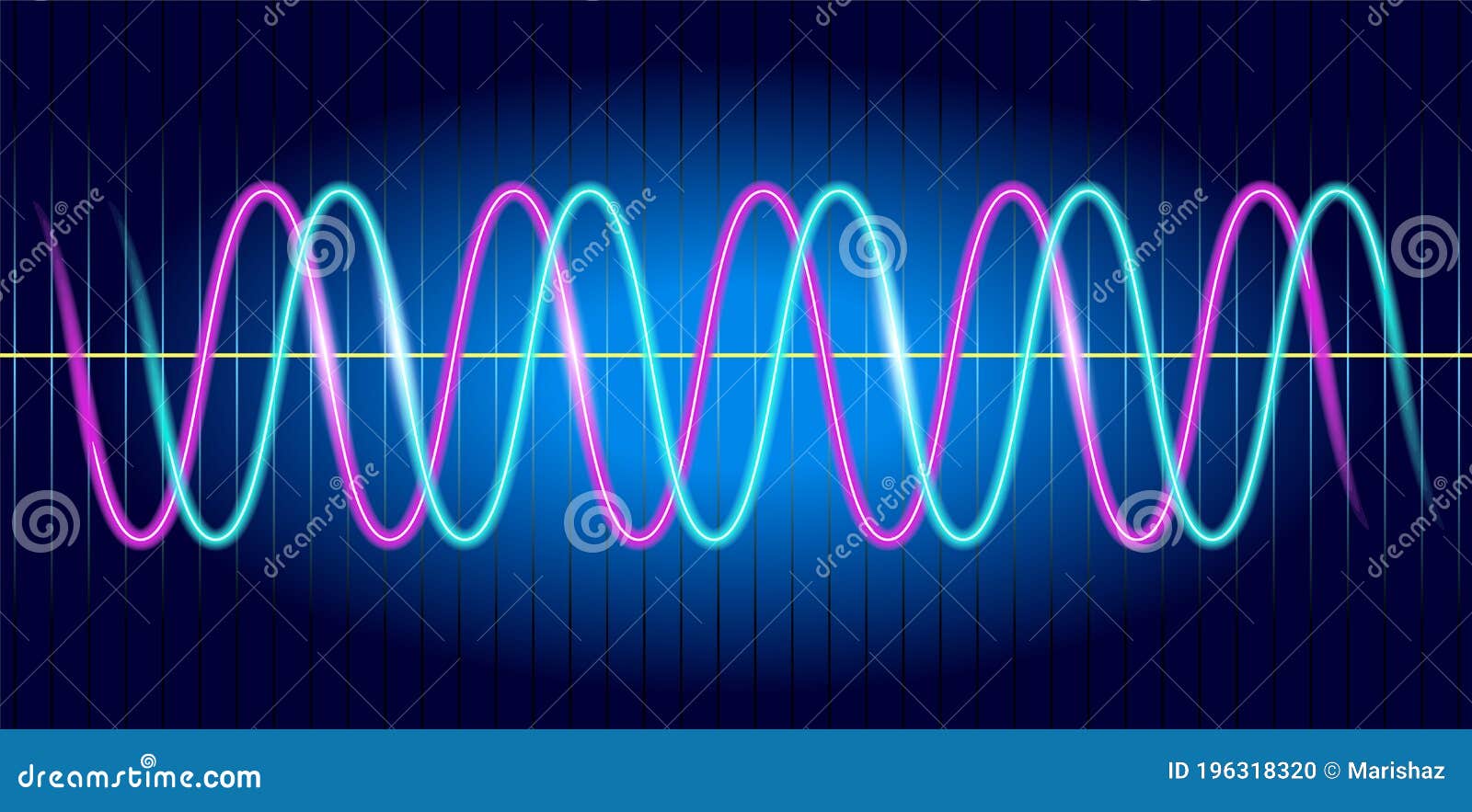 Neon Wave Graph. Oscilloscope with Image of Wave Diagram Stock Vector ...