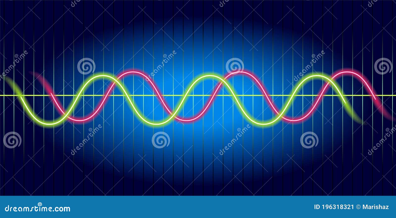 Neon Wave Sound Vector Background. Music Soundwave Design, Orange Light ...