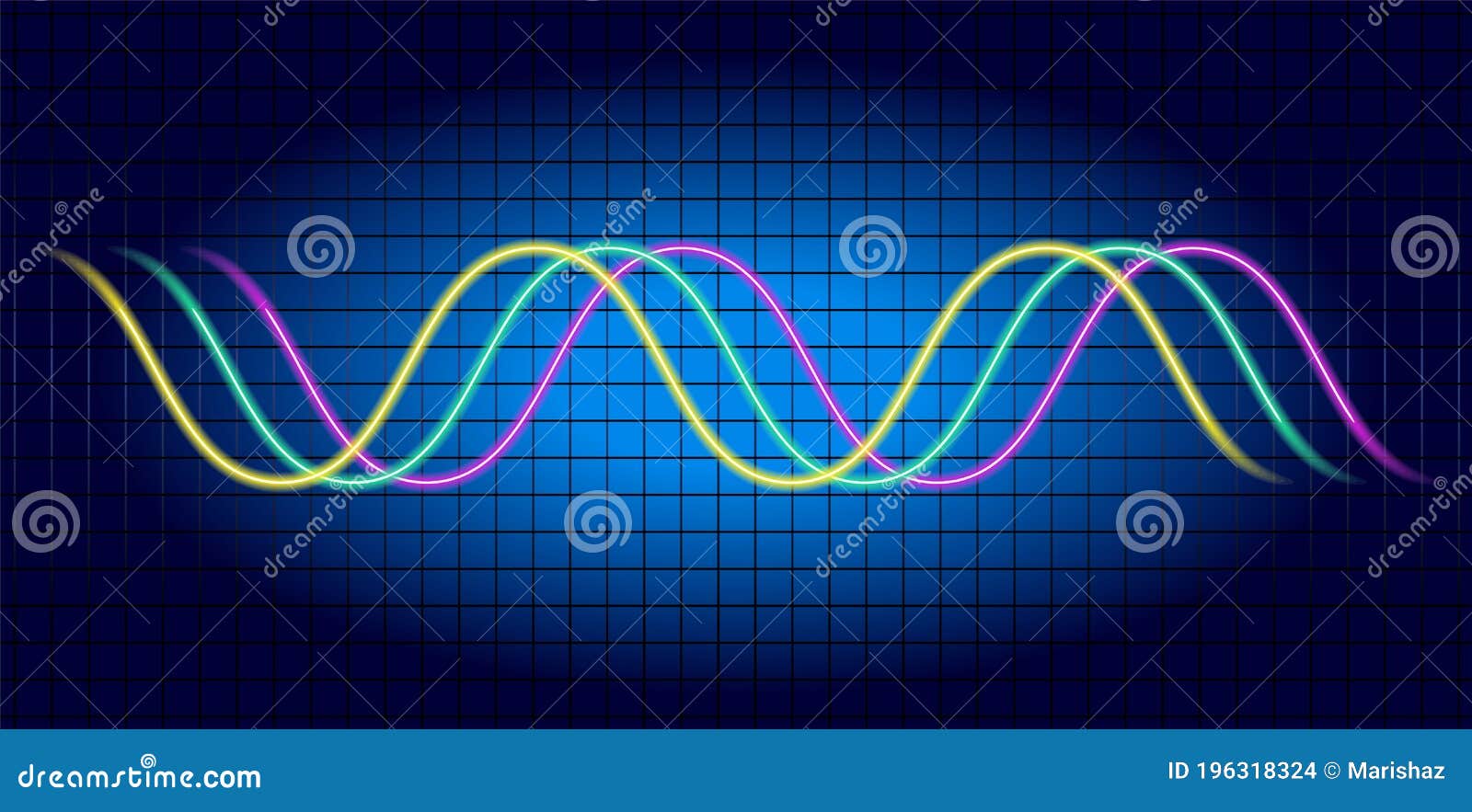 Neon Wave Graph. Oscilloscope with Image of Wave Diagram Stock Vector ...