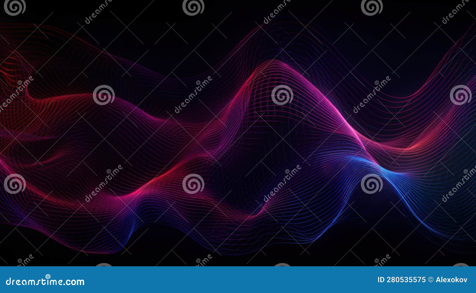 Neon Wave Patterns on Black Background in Dark Purple and Light Maroon ...