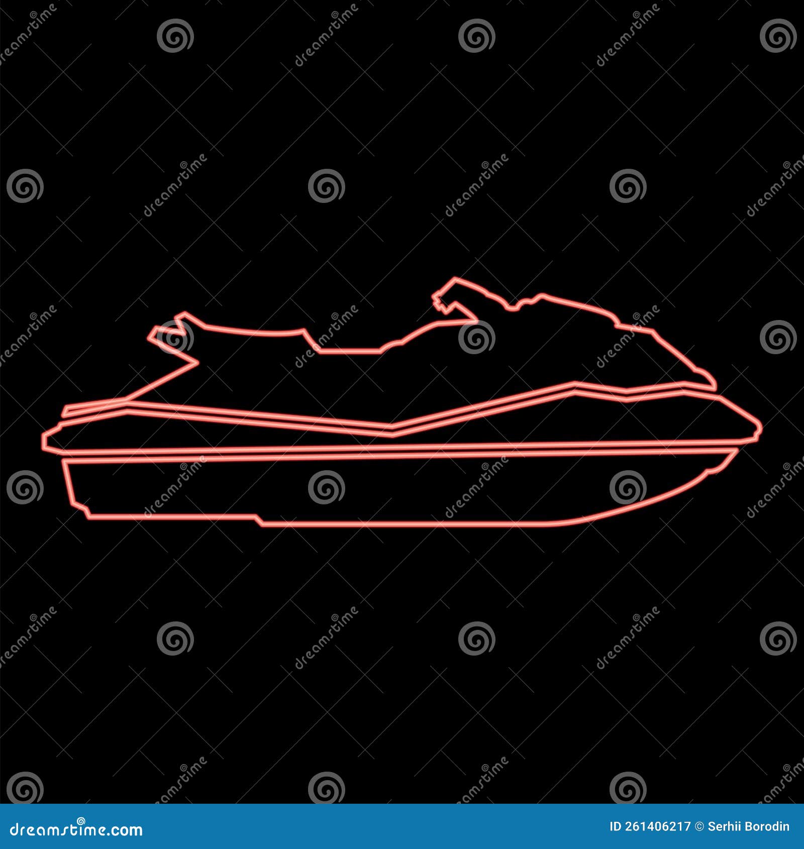 Neon Waverunner Red Color Vector Illustration Image Flat Style Stock ...