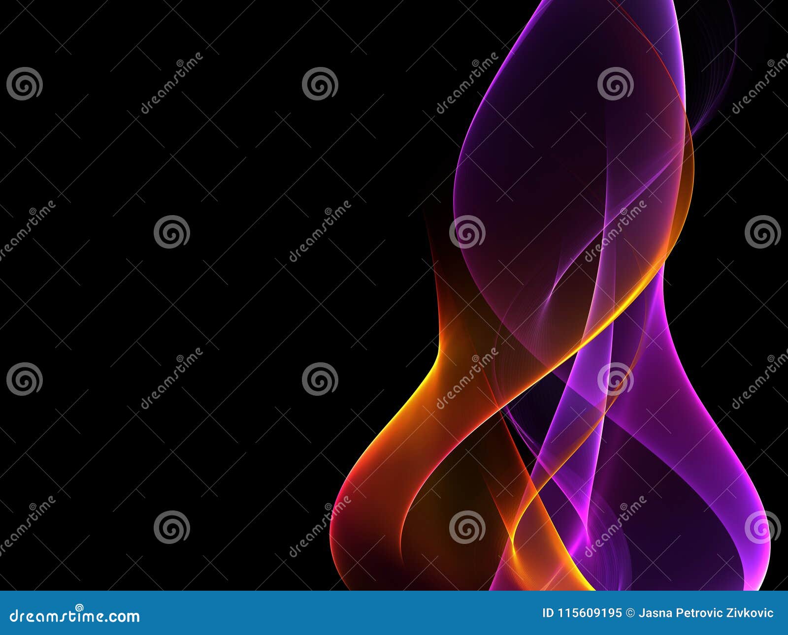 Neon Waves on Black, Border Design Element Stock Illustration ...