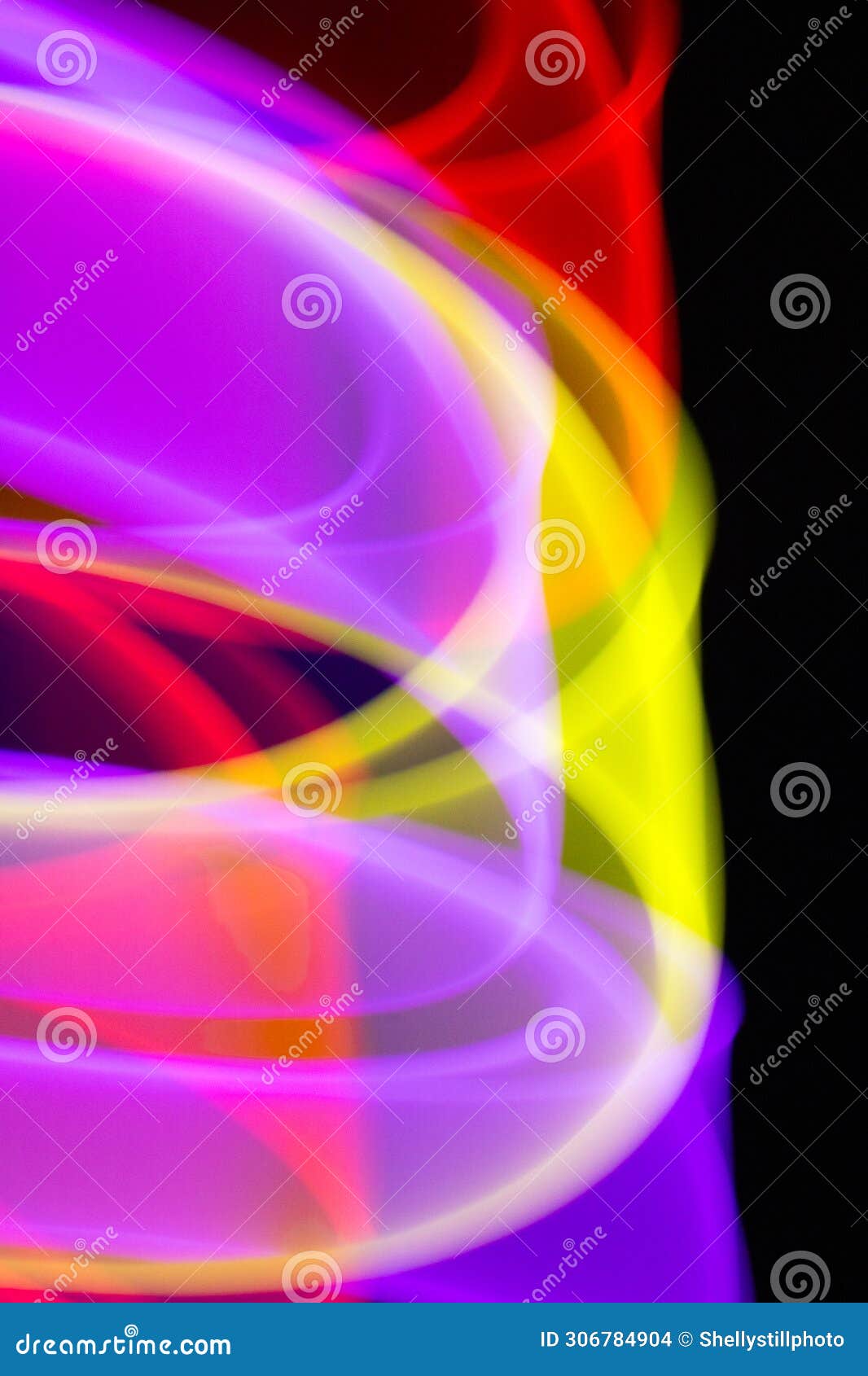 Neon Wavy Rainbow Swirls and Lines on Black Background Stock Photo ...