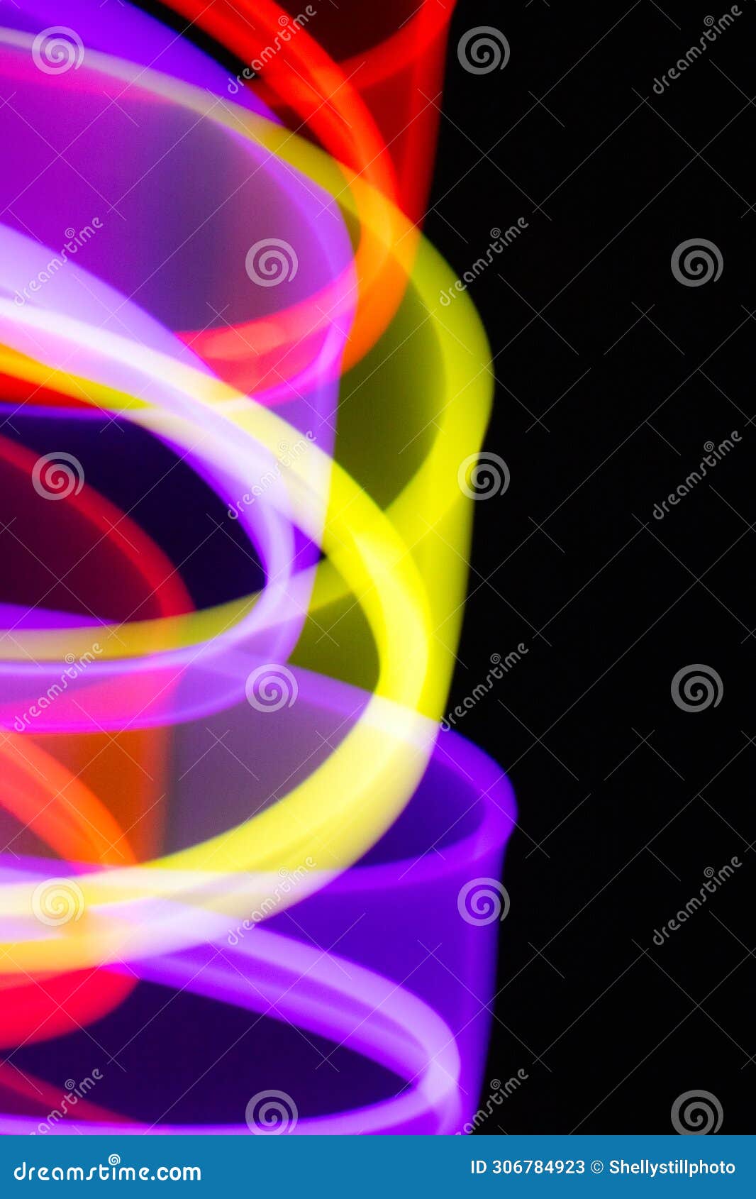 Neon Wavy Rainbow Swirls and Lines on Black Background Stock Image ...
