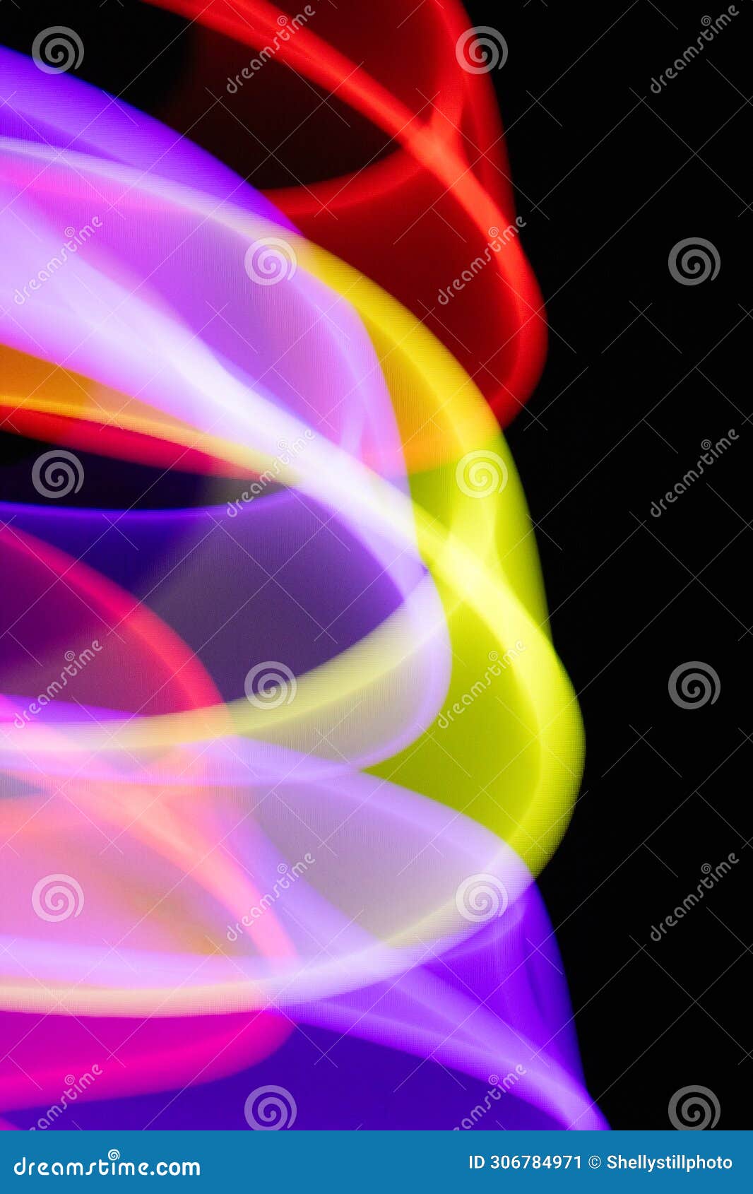 Neon Wavy Rainbow Swirls and Lines on Black Background Stock Image ...