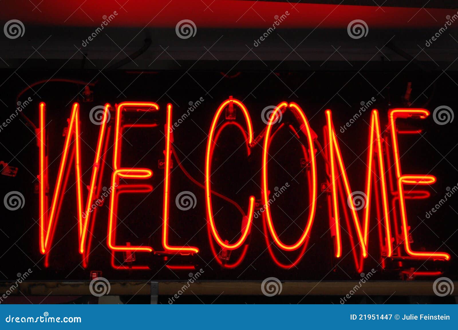 Neon Welcome Sign stock image. Image of welcome, greetings - 21951447