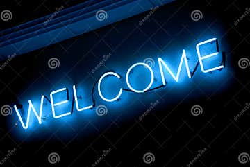 Neon Welcome sign stock image. Image of restaurant, memorabilia - 4001229