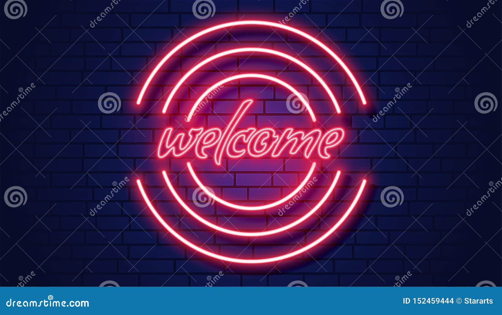Neon Welcome Sign On Dark Transparent Background. Vector Illustration ...