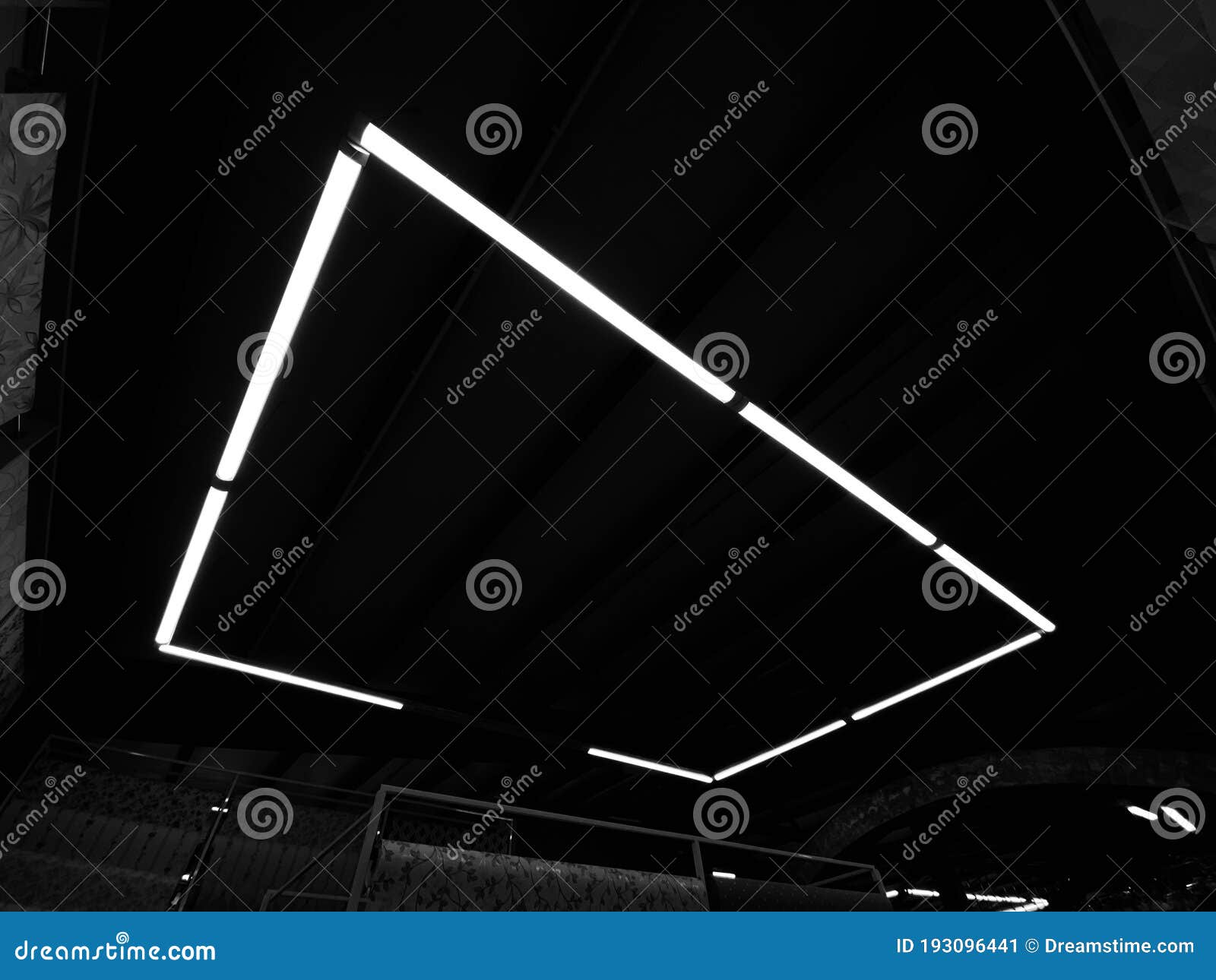Neon White Lights in the Building Stock Image - Image of white ...