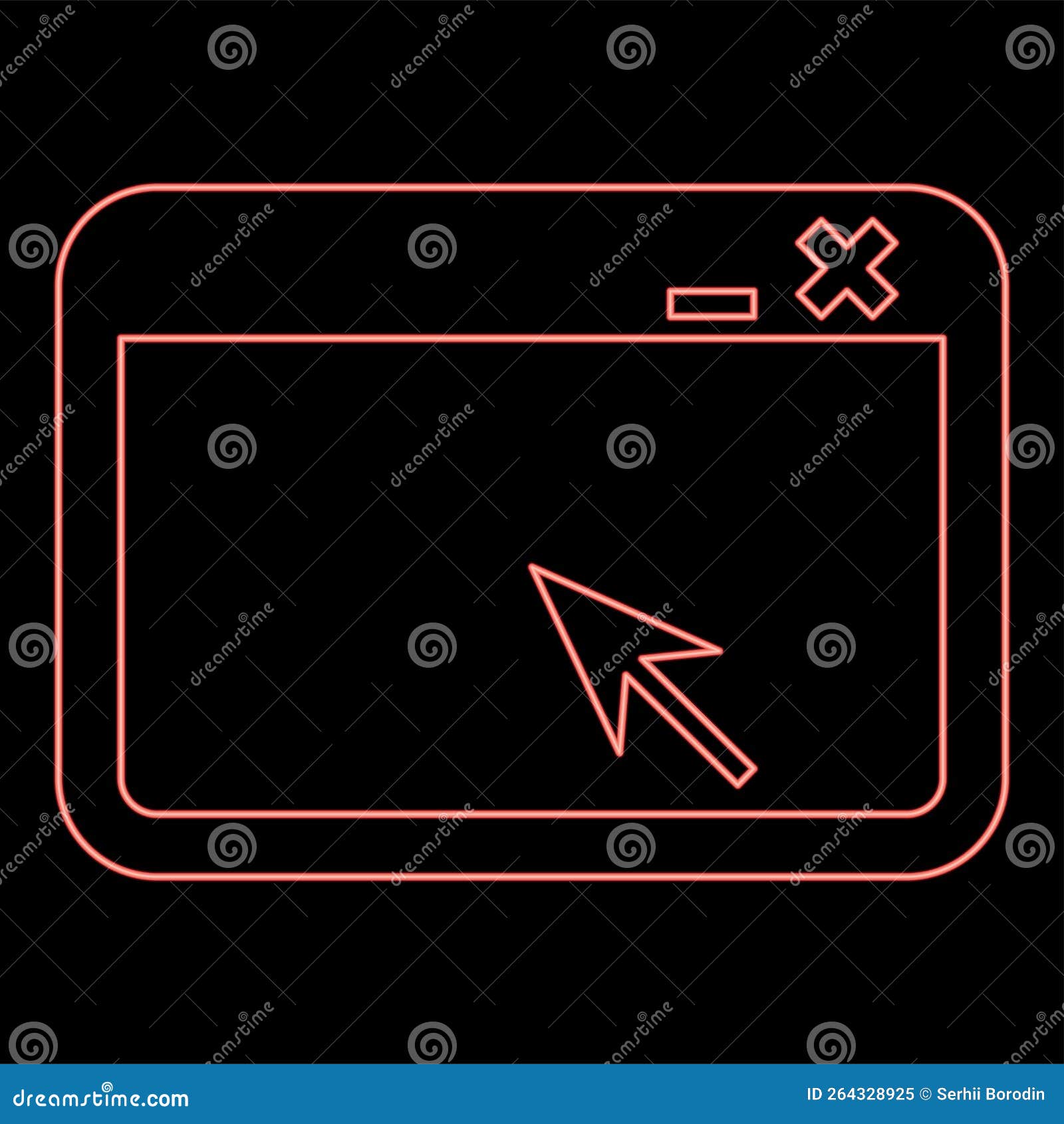 Neon Window Application with Arrow Browser Concept Web Page Red Color ...