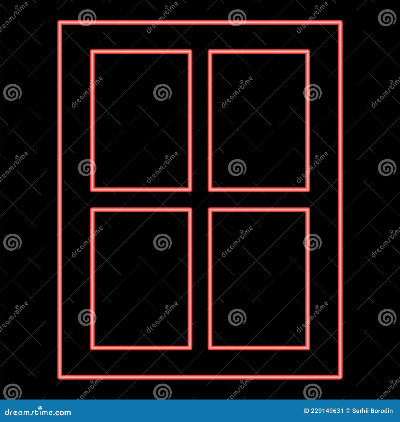 Neon Window Red Color Vector Illustration Flat Style Image Stock Vector ...