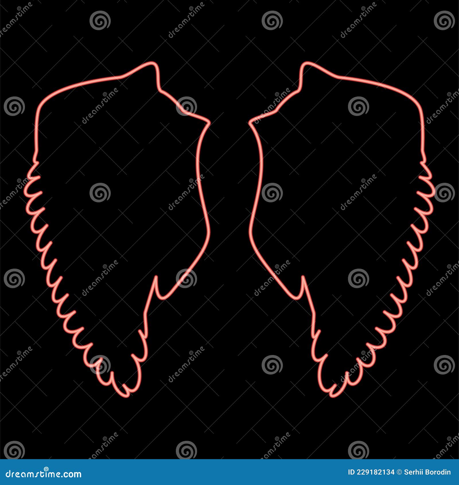 Neon Wing Red Color Vector Illustration Flat Style Image ...