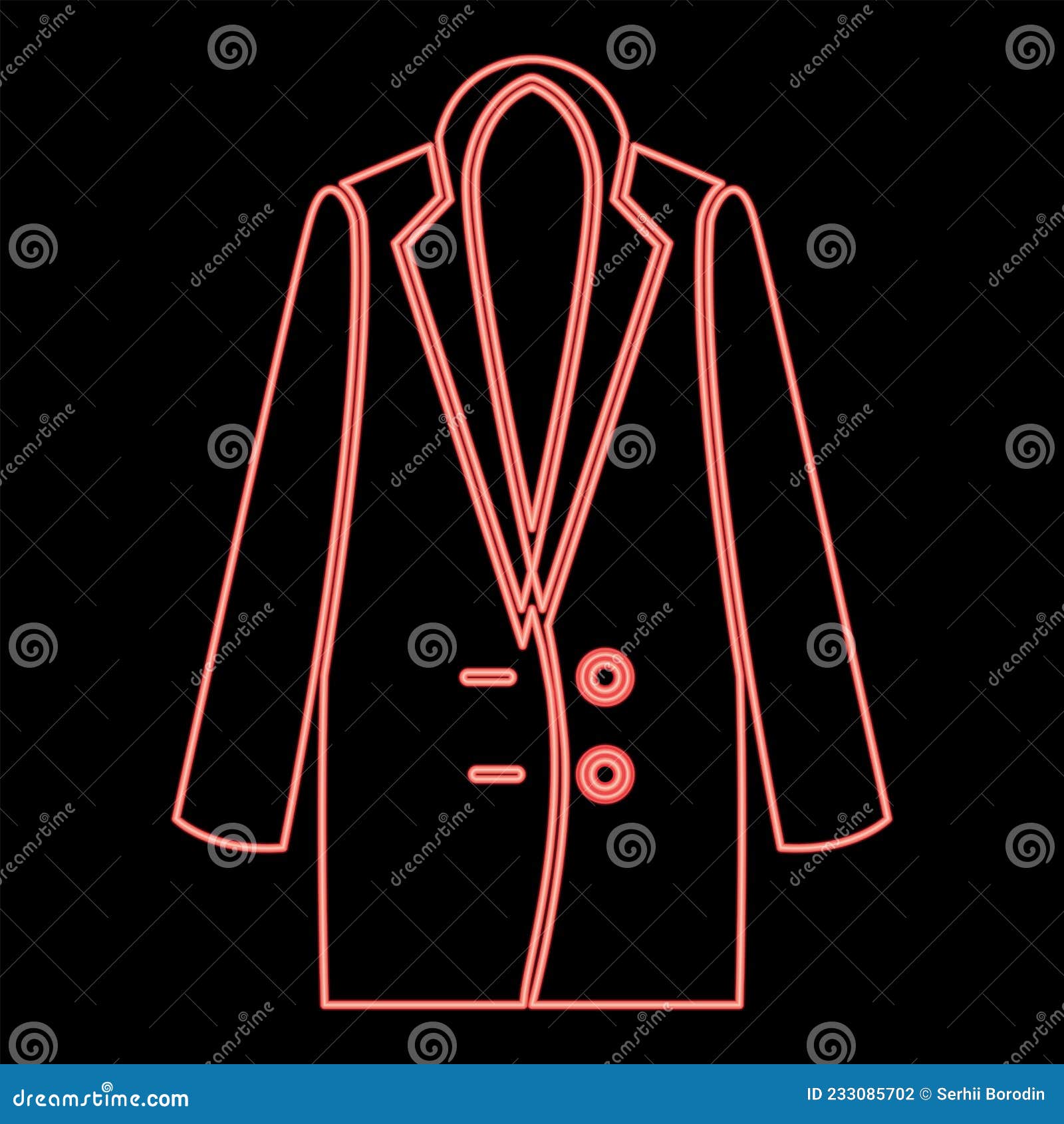 Neon Woman Overcoat Red Color Vector Illustration Flat Style Image ...