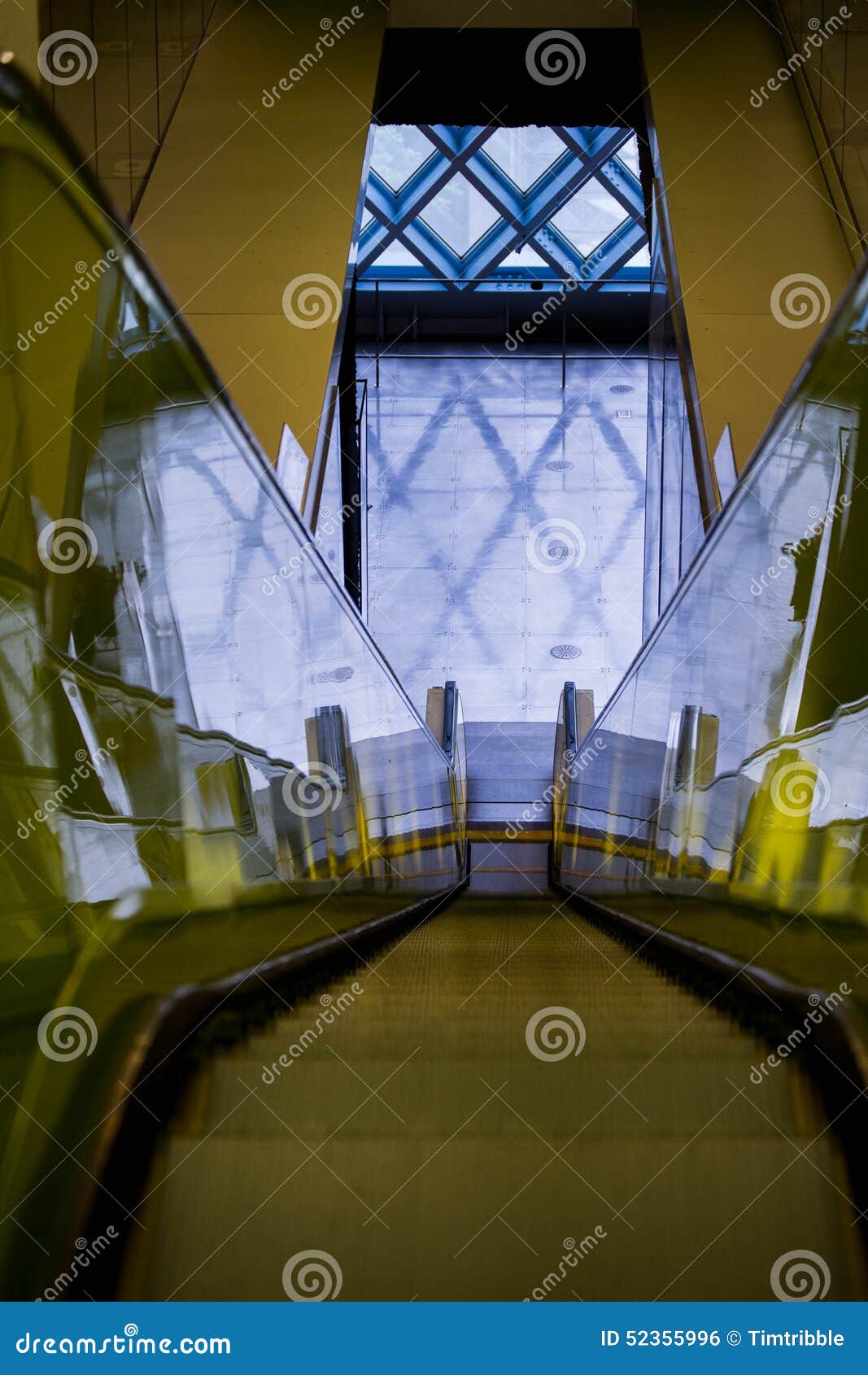 Neon yellow escalator stock photo. Image of sheen, escalator - 52355996