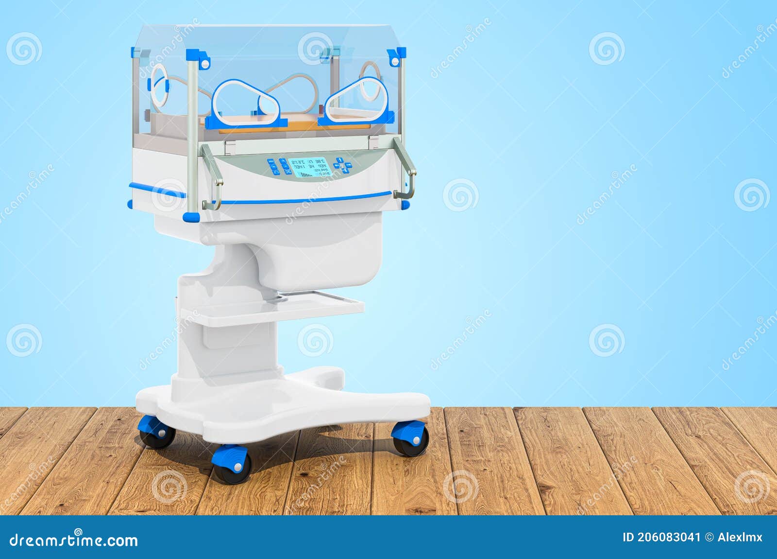 Neonatal Incubator With Energy Efficiency Chart, 3D Rendering Royalty ...