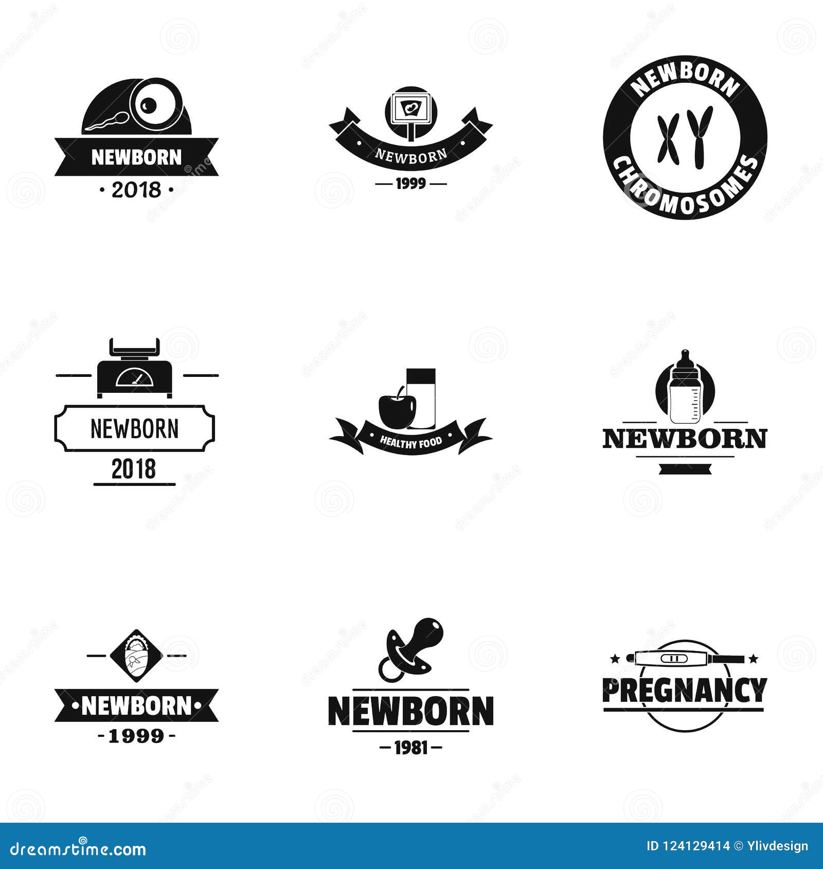 Neonatal Logo Set, Simple Style Stock Vector - Illustration of birth ...