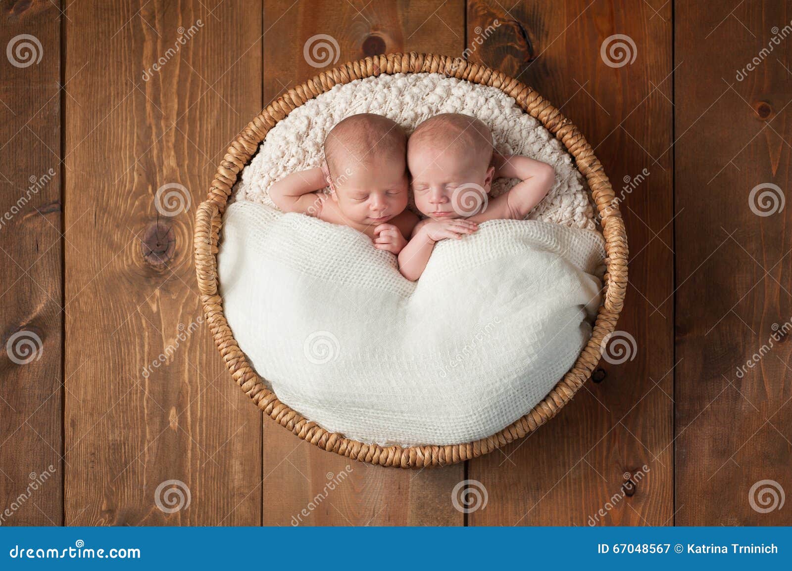 Neonati Gemellati Che Dormono in Un Canestro Immagine Stock - Immagine ...