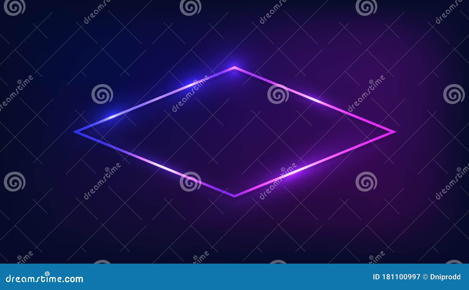 Neon Rhombus Frame with Shining Effects Stock Vector - Illustration of ...