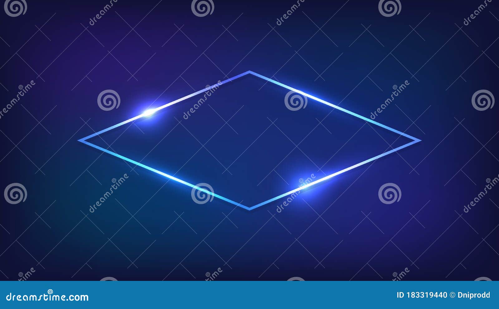 Neon Rhombus Frame with Shining Effects Stock Vector - Illustration of ...