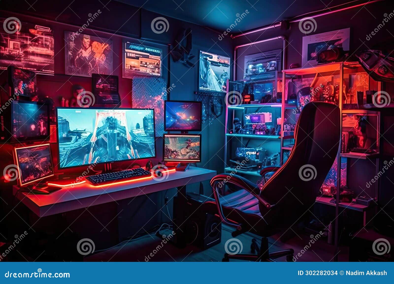 Gamer Photo Booth Props Set. Flat Style Gamer Girl Illustration With ...