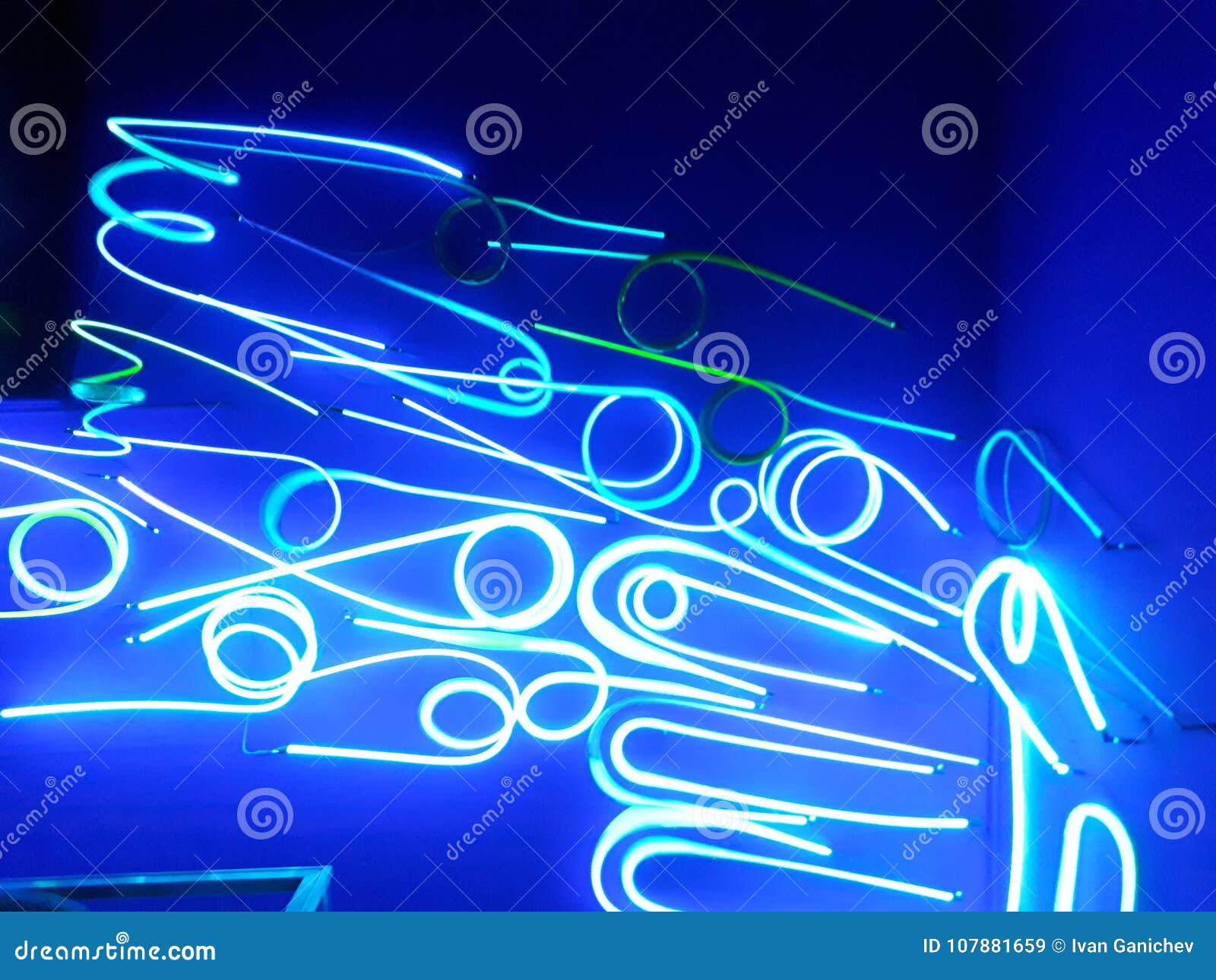 Blue neon lights editorial stock image. Image of neony - 107881659