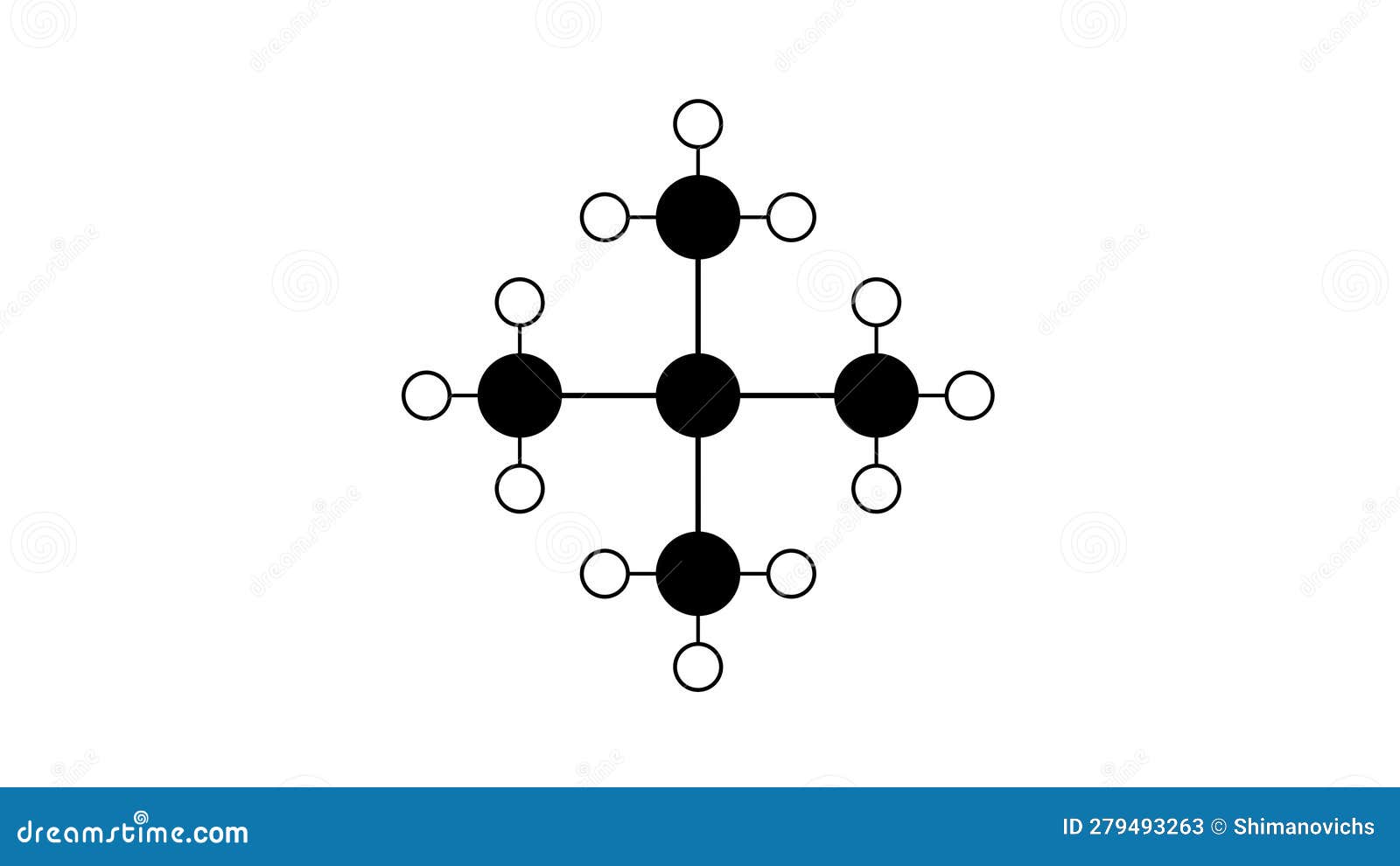 Neopentane Molecule, Structural Chemical Formula, Ball-and-stick Model ...