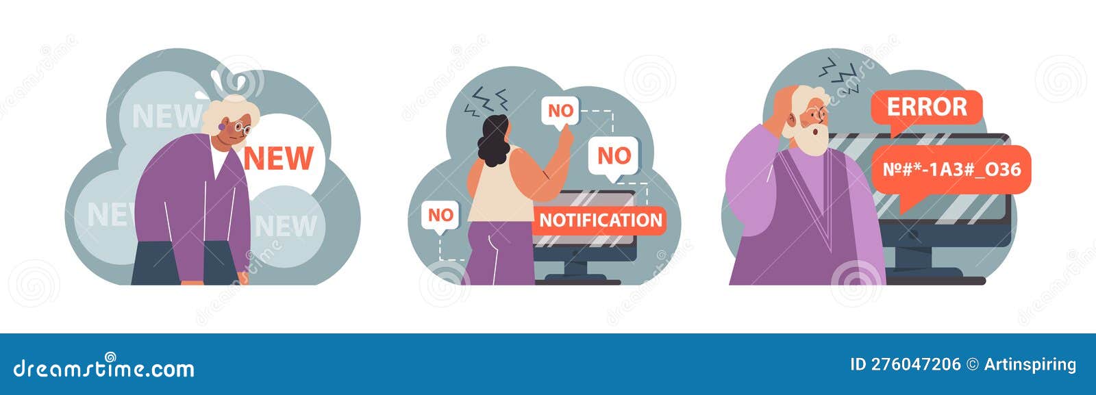 Neophobia, Fear Of Anything New Set. Fixed Mindset, Negative Emotion ...