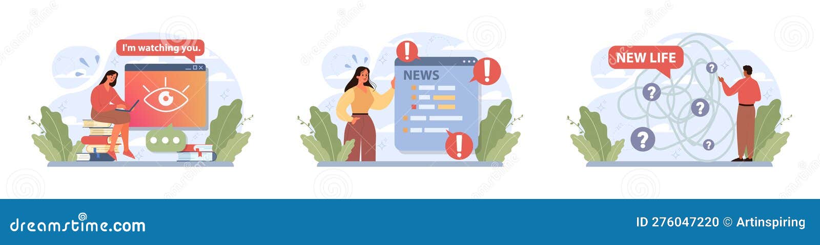 Neophobia, Fear Of Anything New Set. Fixed Mindset, Negative Emotion ...