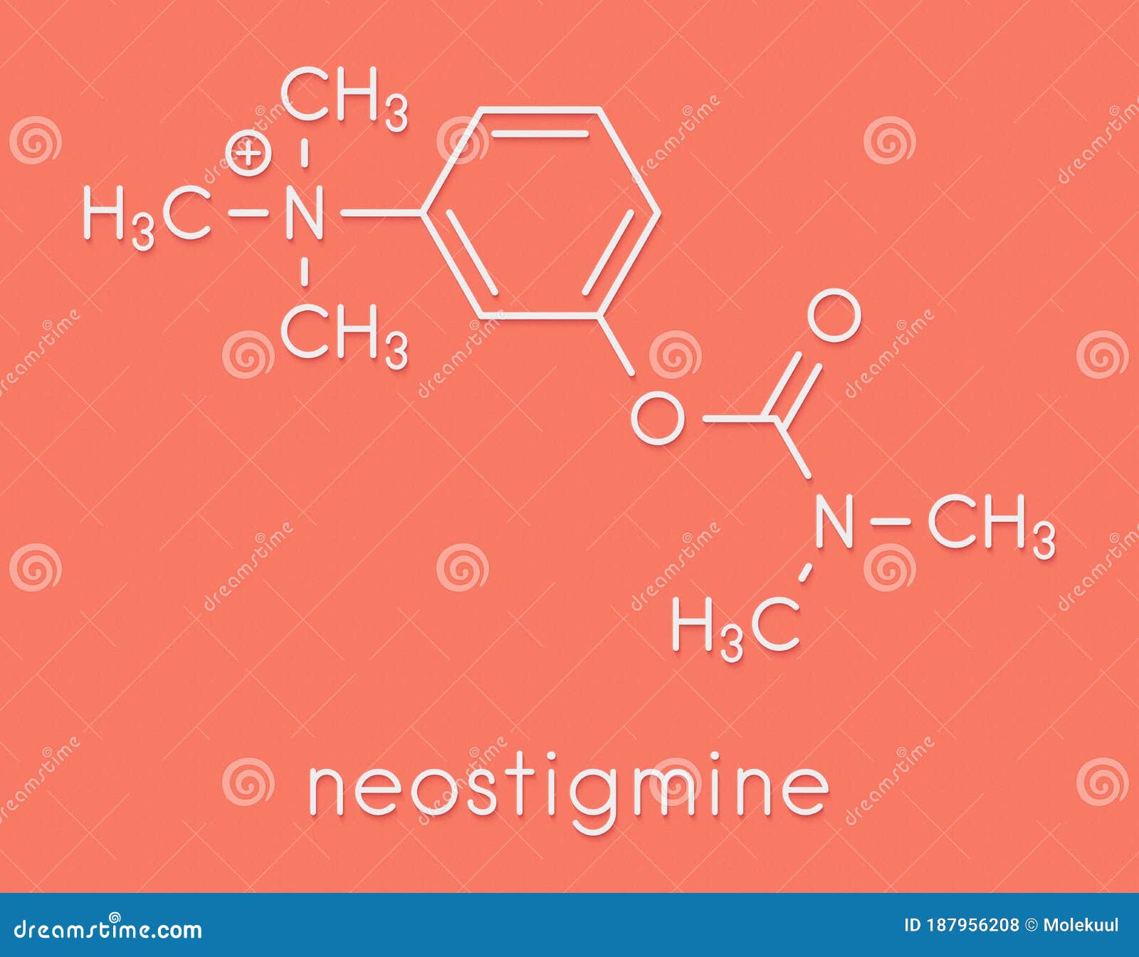 Neostigmine Molecule, Structural Chemical Formula, Ball-and-stick Model ...