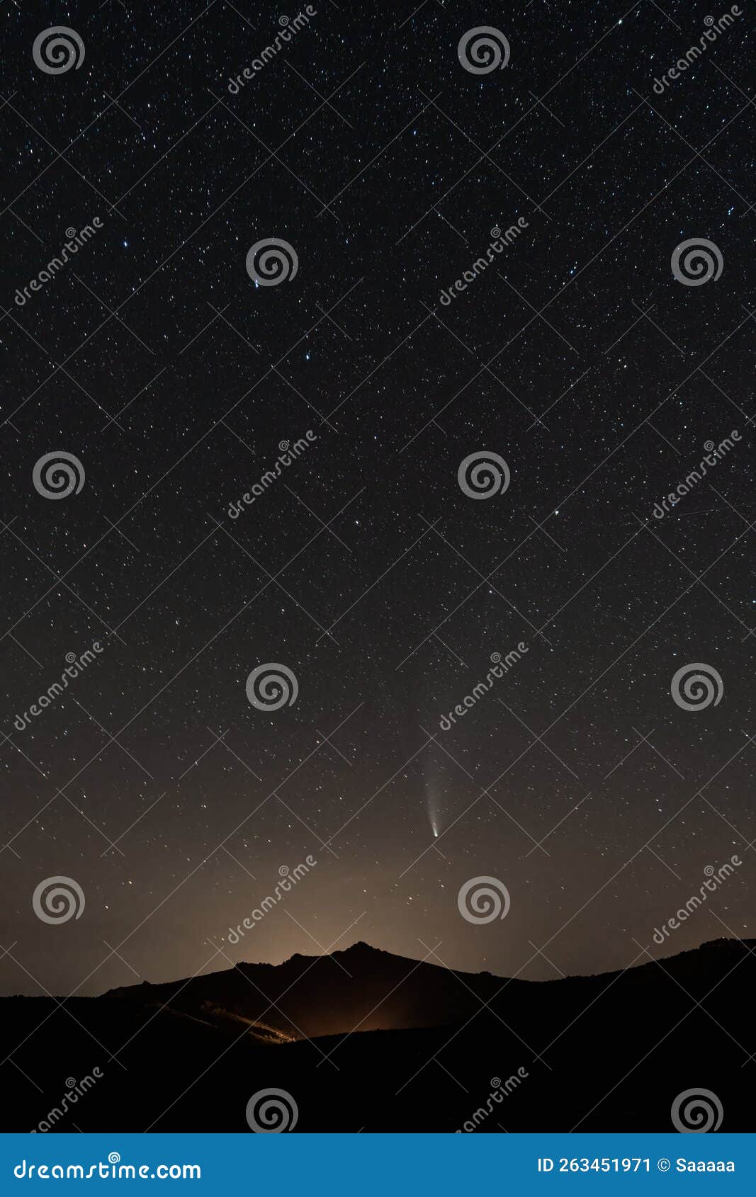 Neowise Comet Over the Iconic Mountain with Pyramid Shape Stock Image ...