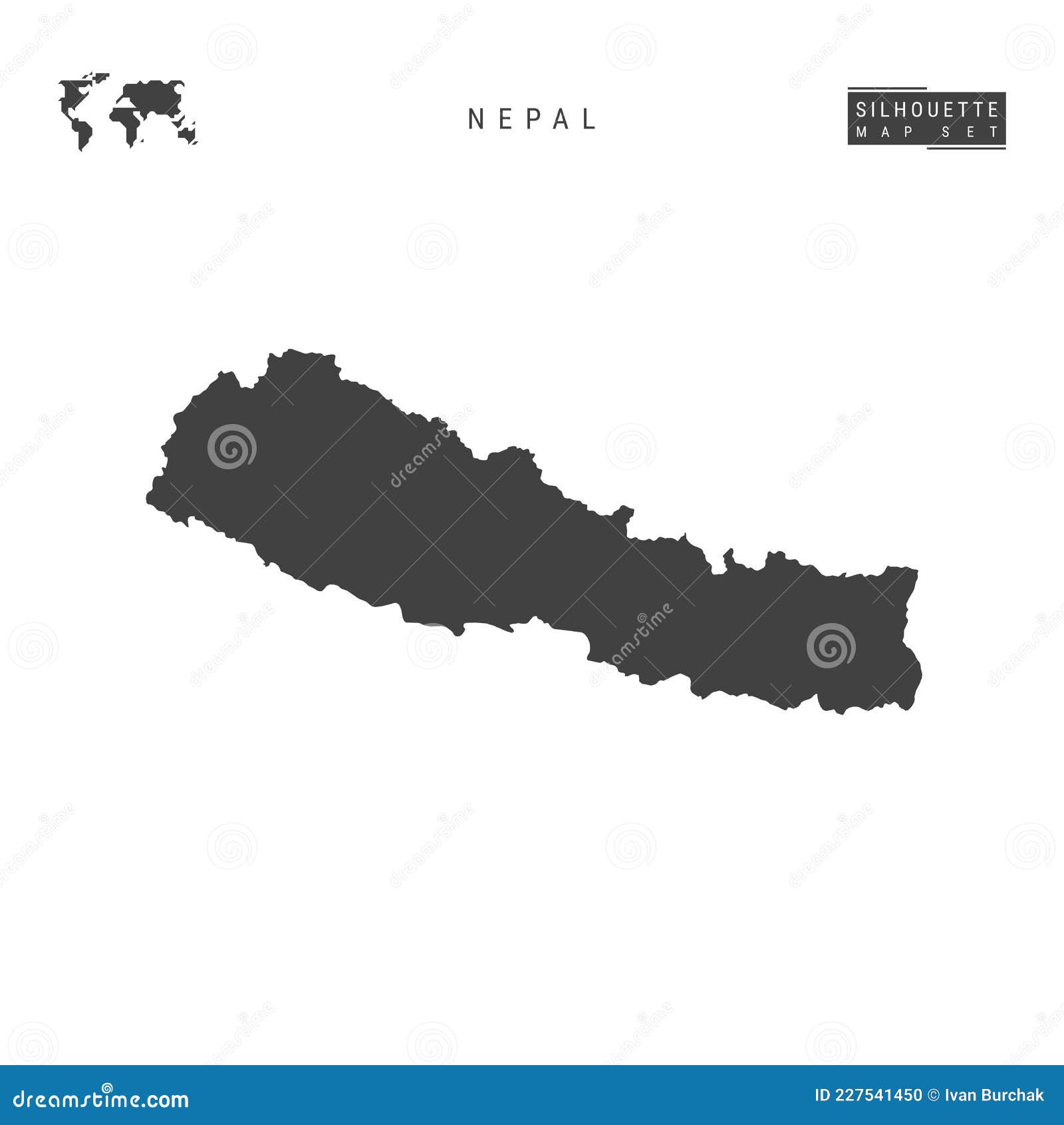 Nepal Vector Map Isolated On White Background. High-Detailed Black ...
