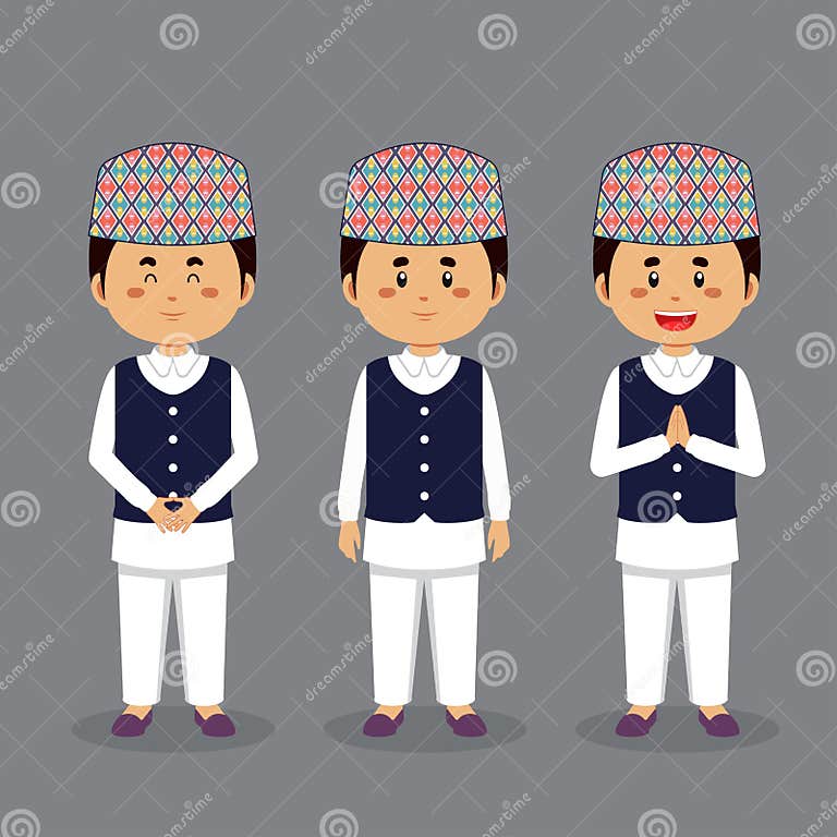 Nepal Character with Various Expression Stock Vector - Illustration of ...