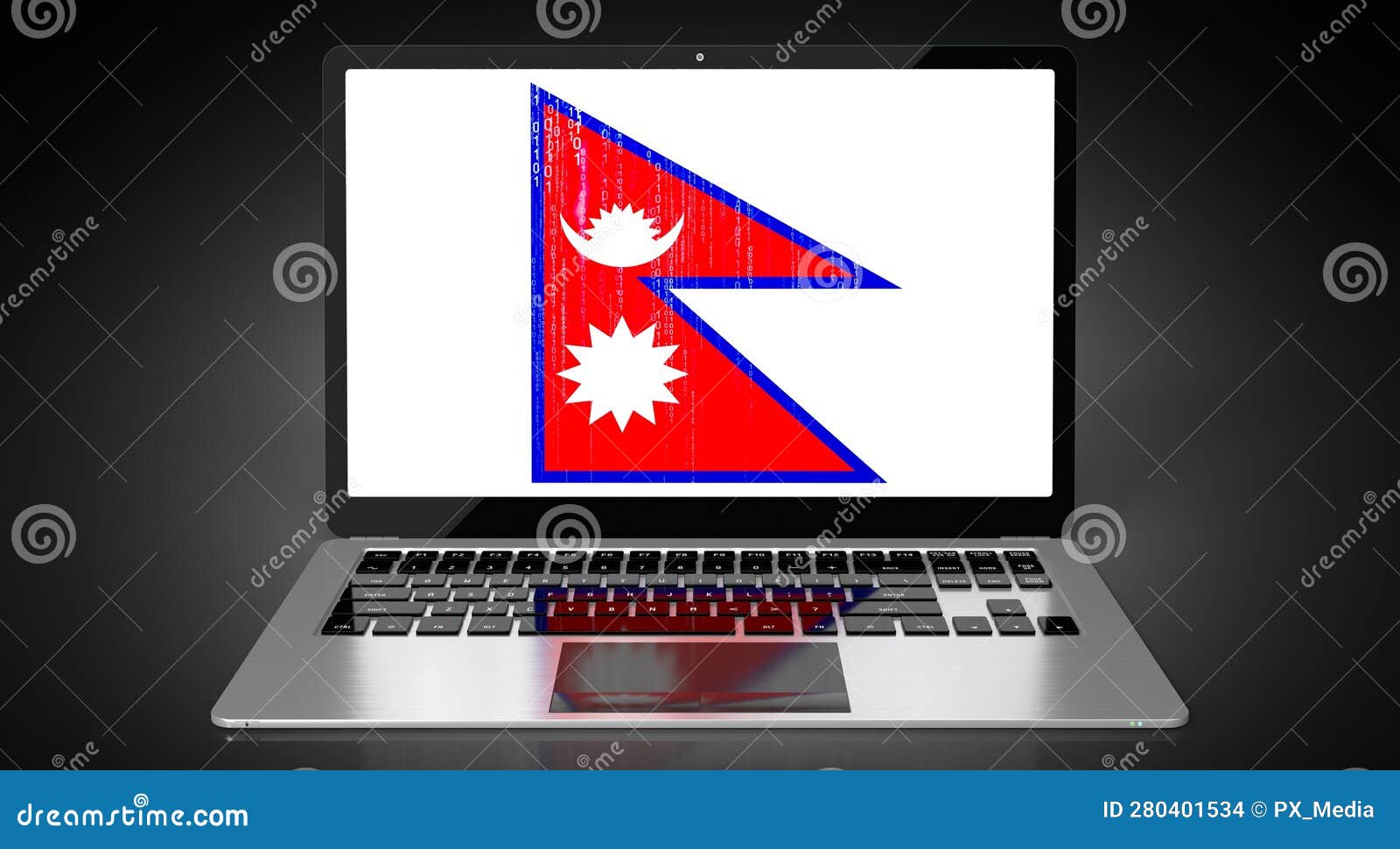 Nepal - Country Flag and Binary Code on Laptop Screen Stock ...