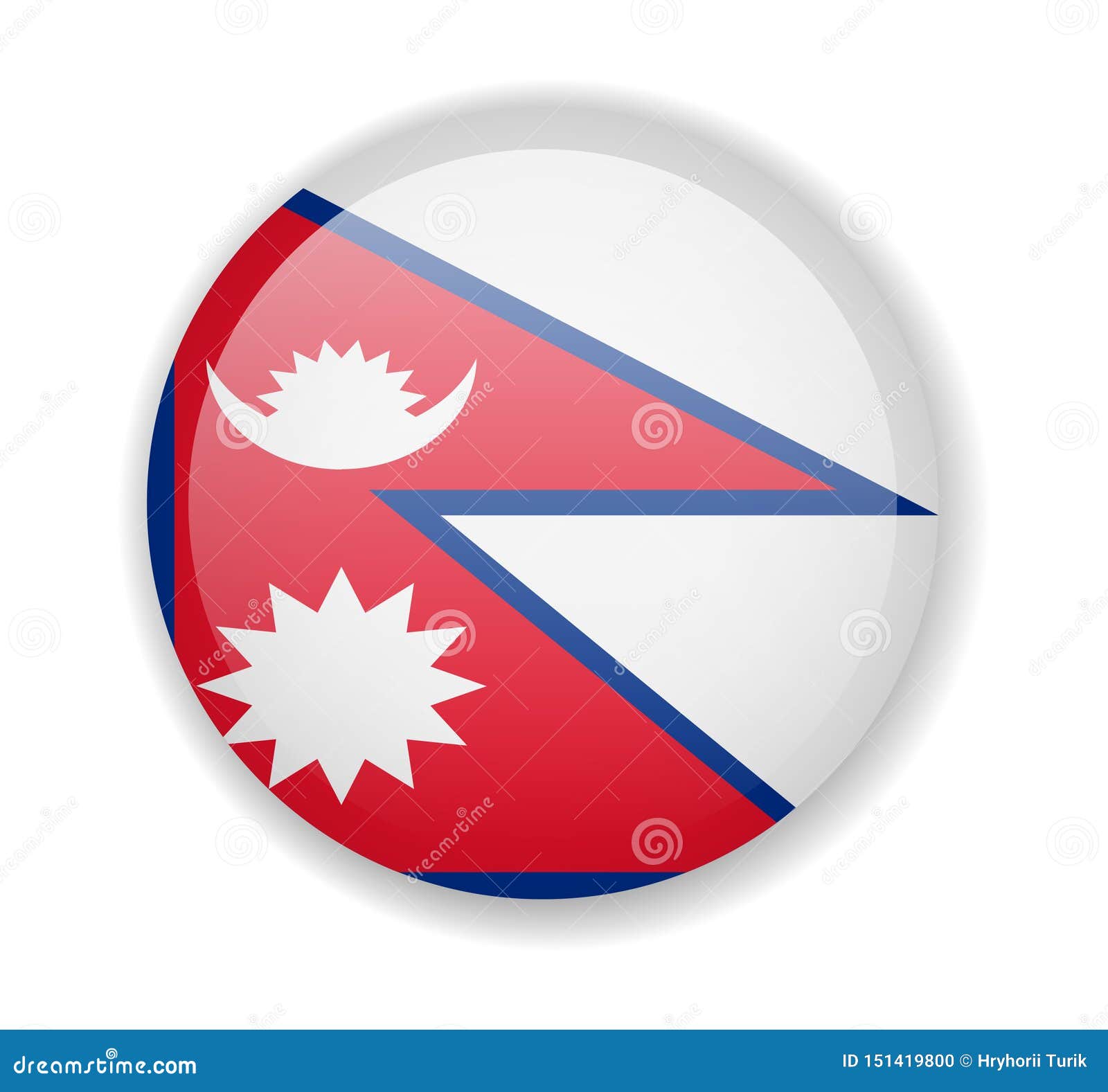 Nepal Flag Round Bright Icon on a White Background Stock Illustration ...