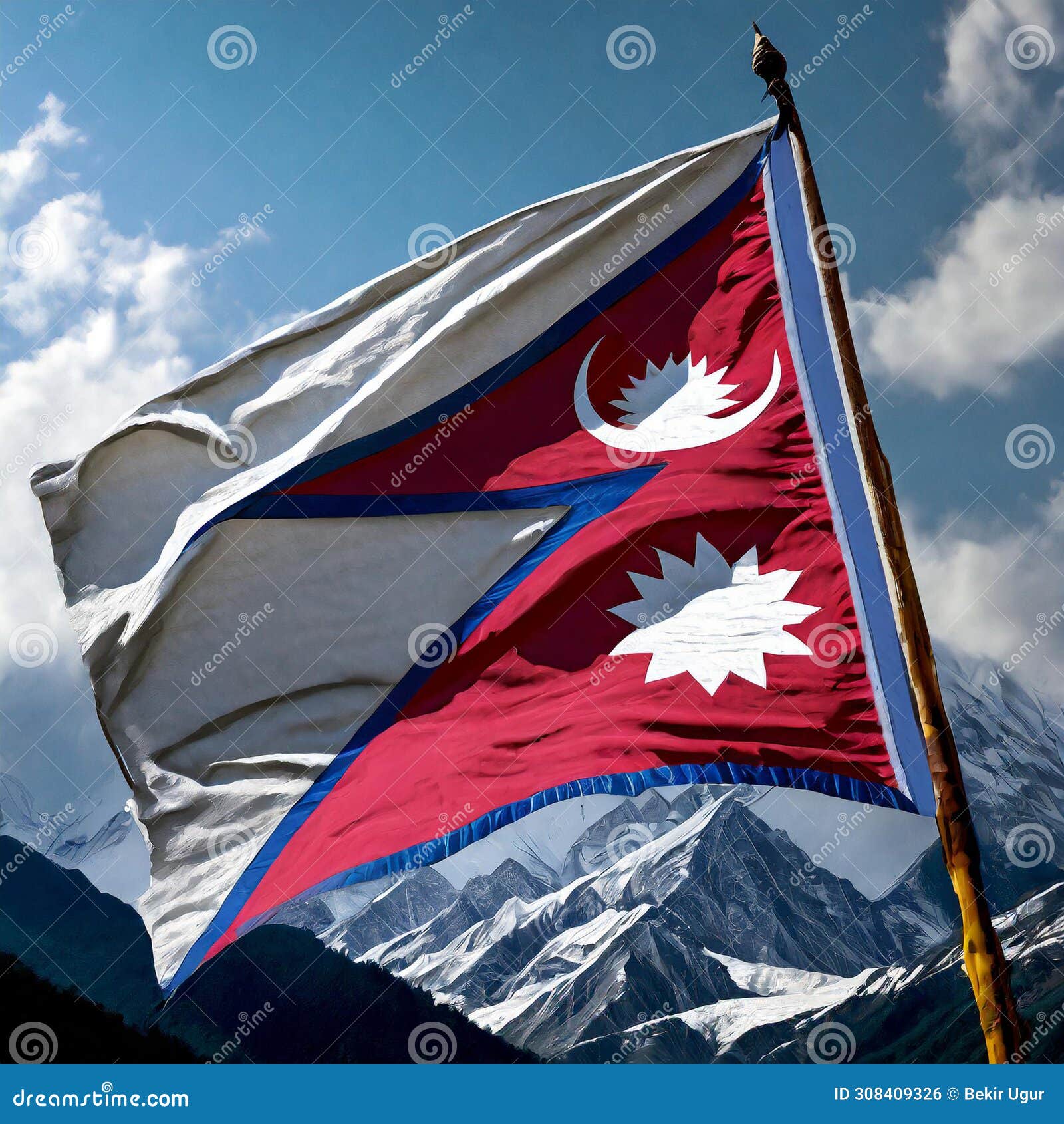 Nepal Flag Waving on the Wind Stock Illustration - Illustration of ...