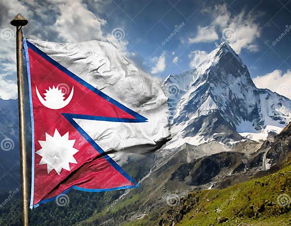 Nepal Flag Waving on the Wind Stock Illustration - Illustration of silk ...