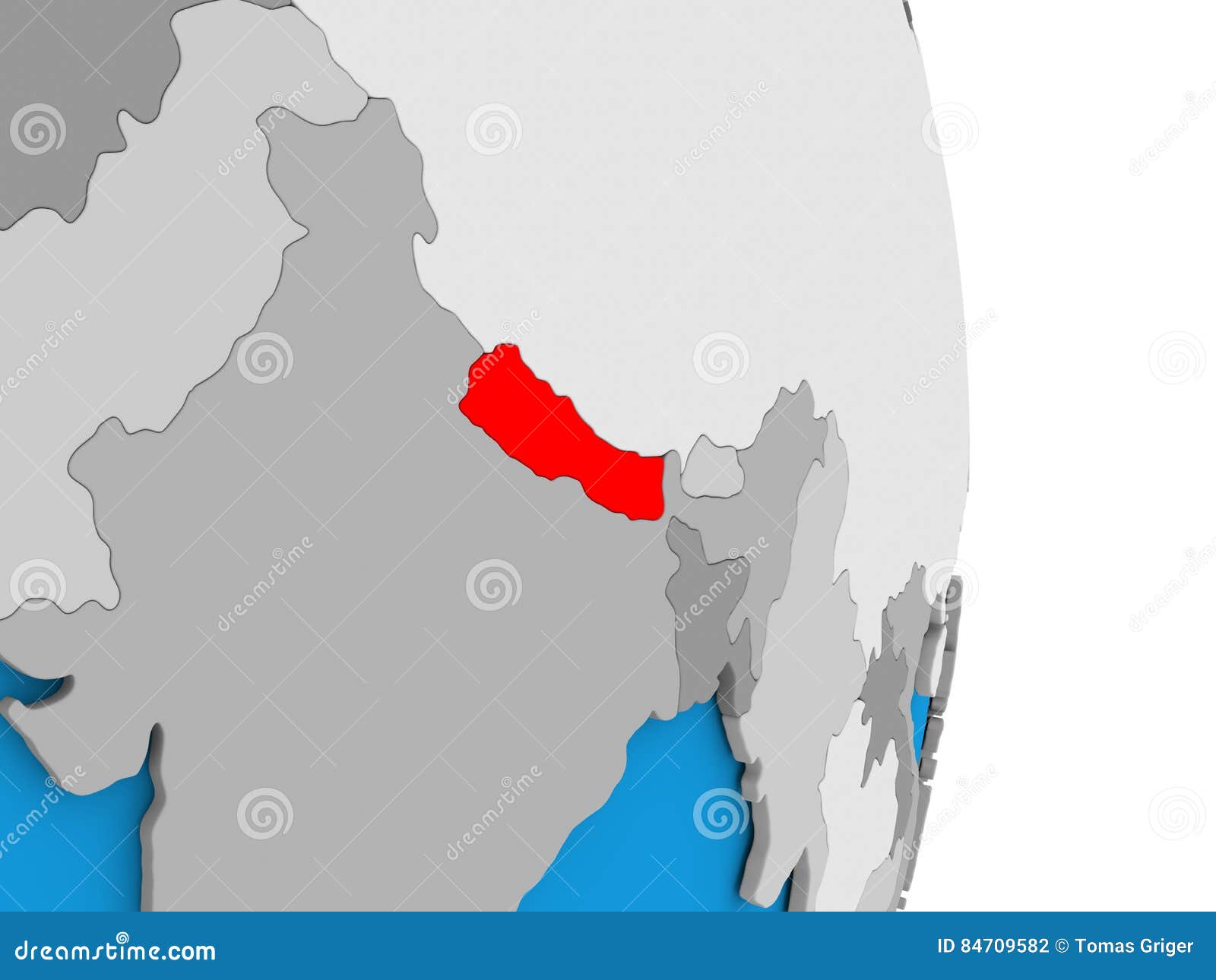 Nepal on globe stock illustration. Illustration of country - 84709582
