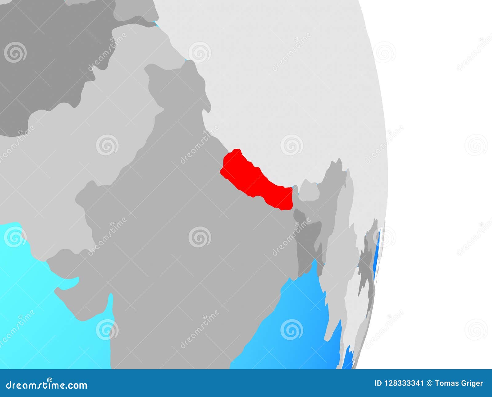 Nepal on globe stock illustration. Illustration of nepali - 128333341