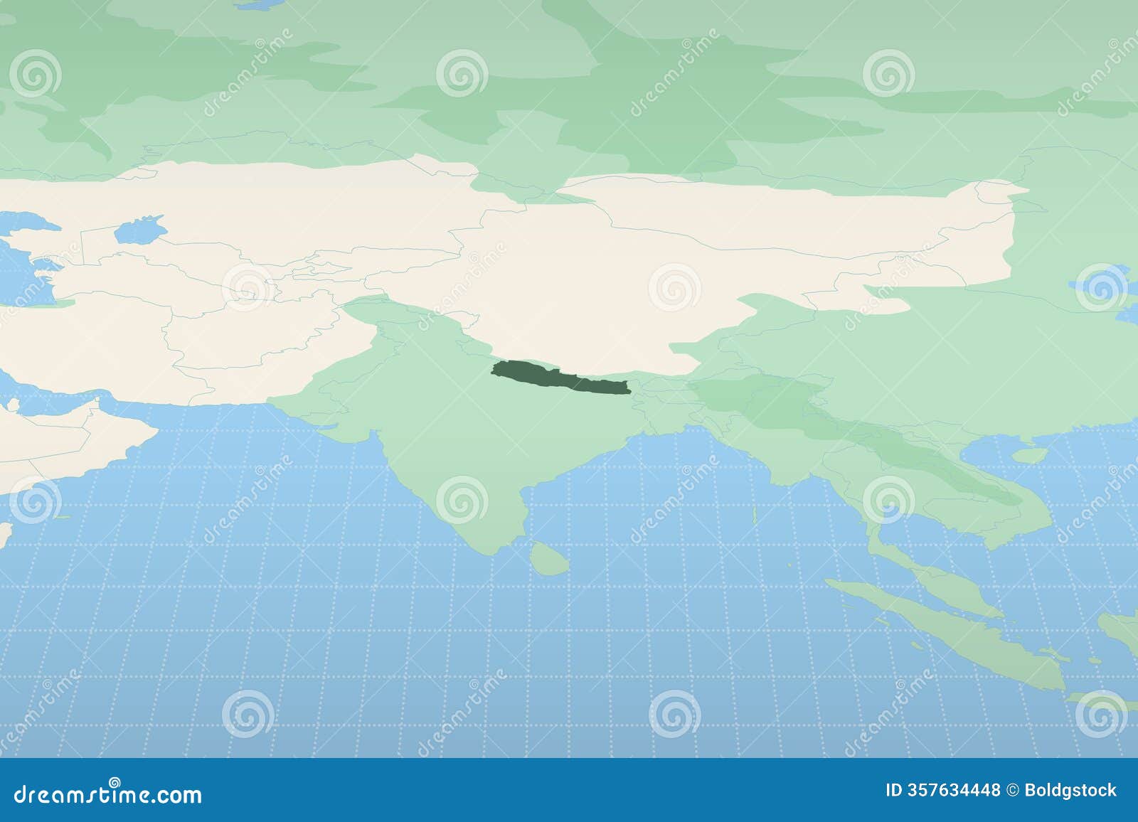 Highlighted Map Of NEPAL Inside Political Map Of The Asian Continent ...