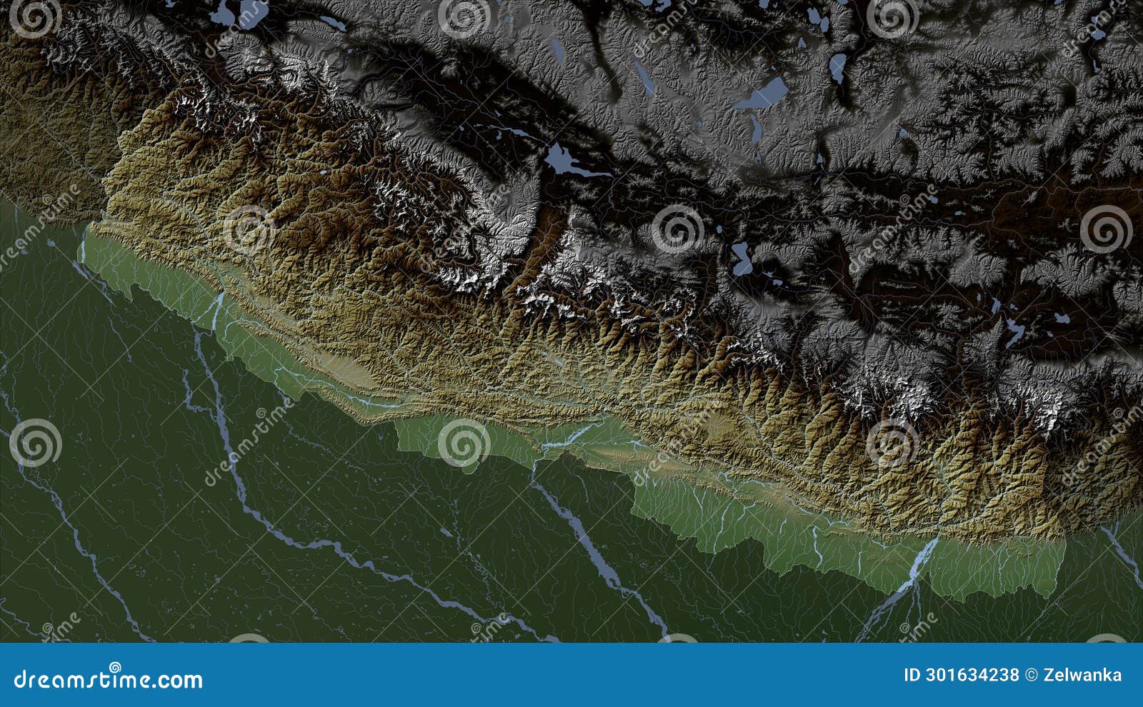 Nepal highlighted. Pale stock illustration. Illustration of earth ...