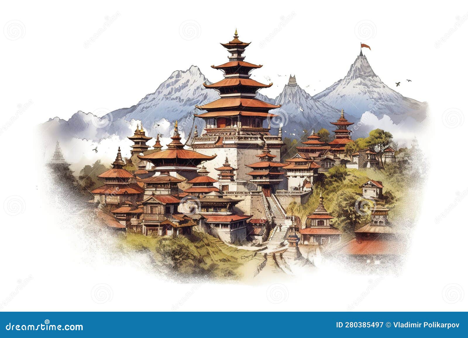 Nepal Isolated on White Background. Generated by AI Stock Illustration ...